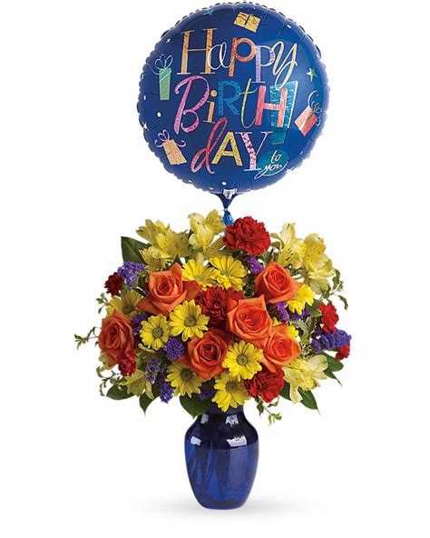 Birthday Jubilee Blossoms Bouquet Orange Roses Red Carnations