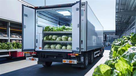 A Refrigerated Truck Transporting Perishable Goods Showing The Cooling System And