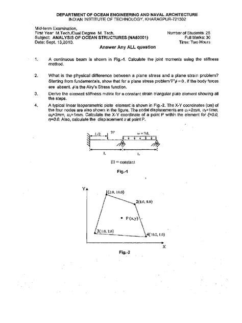 2010 Mid Autumn 2010 Ocean Engg Analysis Of Ocean Structures Pdf