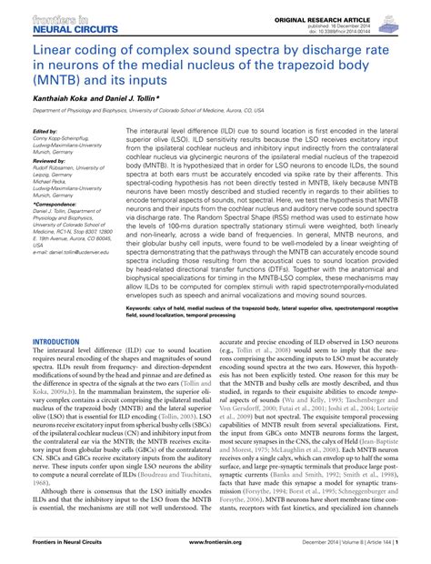 pdf linear coding of complex sound spectra by discharge rate in