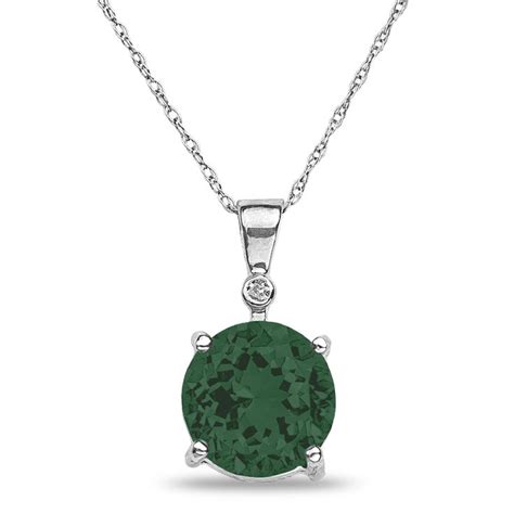 01ct Diamond Created Emerald Pendnat In 10k White Gold Jewelry Deals Jewelry Sales Jewelry