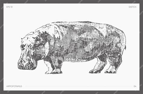 Realistic Hippo Drawing