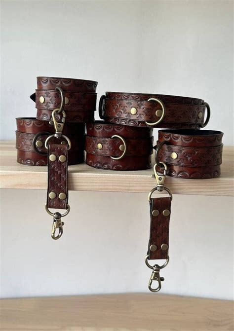 Bdsm Handcuffs Made Of Leather A Set Of Bdsm Shackles On The Wrists