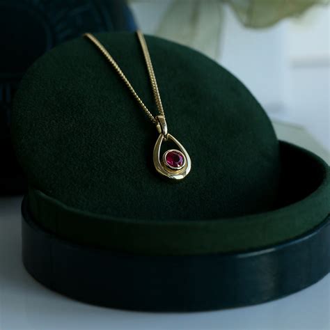 Ruby Droplet Pendant In 18ct Yellow Scottish Gold Sheila Fleet Jewellery