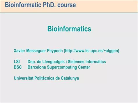 Ppt Bioinformatic Phd Course Powerpoint Presentation Free Download