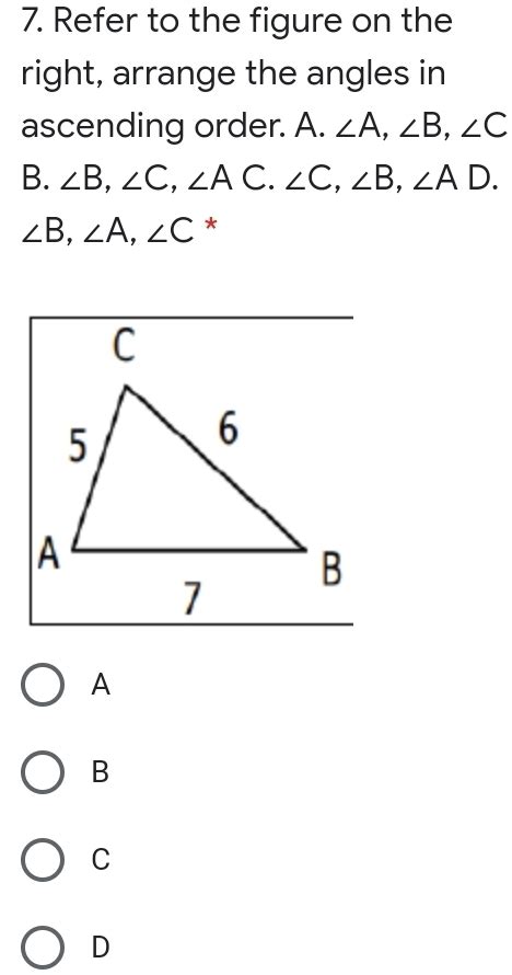 solved 7 refer to the figure on the right arrange the angles in