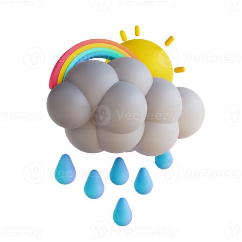 3d Illustration Regn Och Regnbåge 10851760 Png