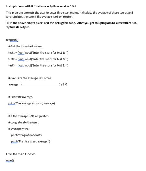 Solved 1 Simple Code With If Functions In Python Version