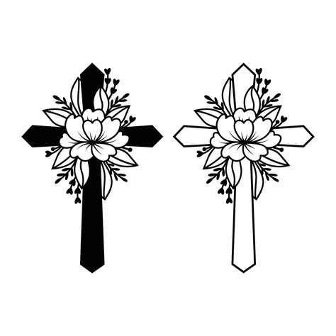 Floral Cross Set 14007757 Vector Art At Vecteezy