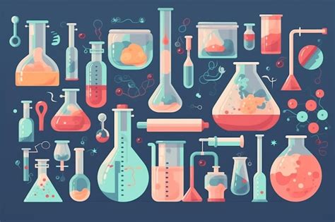 Premium Photo Chemistry Science Flat Elements Set