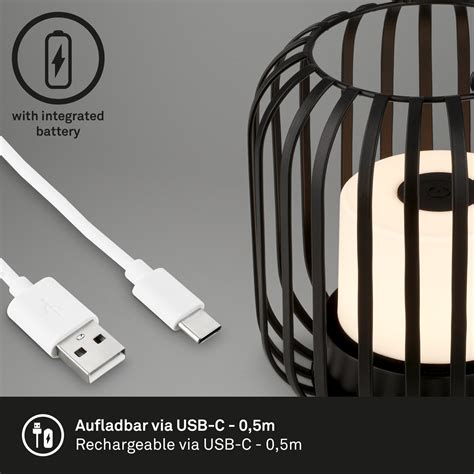 Led Accu Tafellamp 7279 Ip44 Metalen Mand Zwart Lampen24be