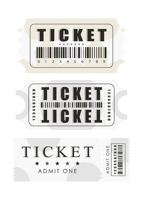 Ticket Template Set Pass Card Design Isolated On White Background