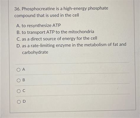 Solved Phosphocreatine Is A High Energy Phosphate Compound