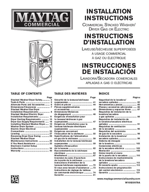 Maytag Mle22pdayw Installation Manual