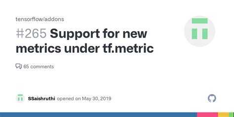 Support For New Metrics Under Tf Metric Issue 265 Tensorflow
