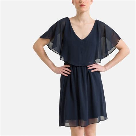 V Neck Mini Dress Red Naf Naf La Redoute