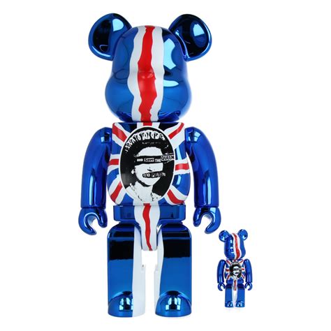 400 100 Bearbrick Sex Pistols God Save The Queen Chrome Green