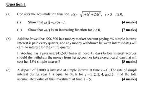Solved A Consider The Accumulation Function