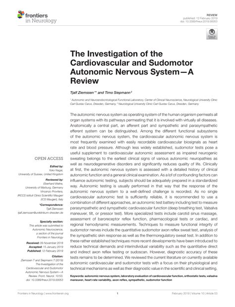 Pdf The Investigation Of The Cardiovascular And Sudomotor Autonomic Nervous System—a Review