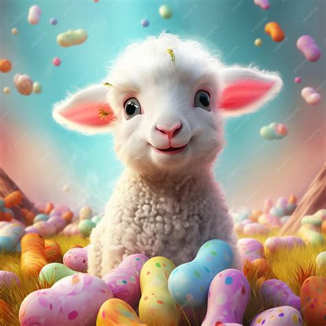 Premium Photo Illustration Of Cute Easter Lamb With Easter Egg With