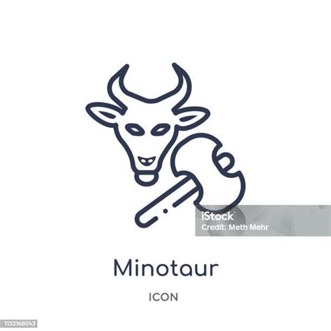 그리스 개요 컬렉션에서 선형 Min오타 우르 아이콘입니다 얇은 라인 미노 타 Ur 아이콘 흰색 배경에 고립입니다 미노 타 우르 트 렌 디 일러스트레이션 고대의에 대한 스톡