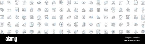 Efficiency Line Icons Collection Optimization Productivity