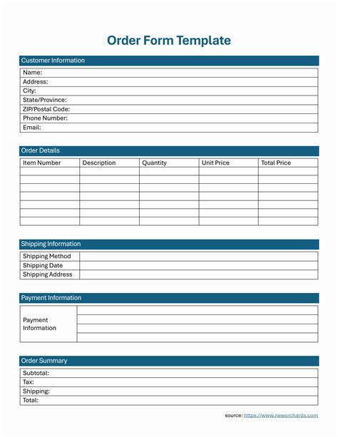 Editable Order Form Template In Pdf