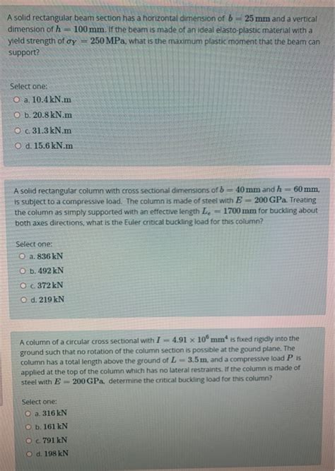 Solved A Solid Rectangular Beam Section Has A Horizontal