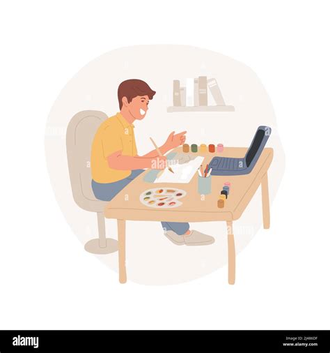 Drawing Online Class Isolated Cartoon Vector Illustration Sketching Lesson Art And Crafts