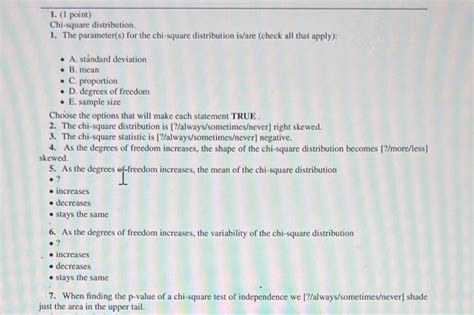 Solved Chi Square Distribution 1 The Parameter S For The