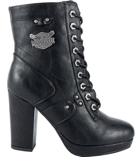 Motorcycle Boots Womens Chunky Heel Inside Zipper Mr Btl7004 Dl