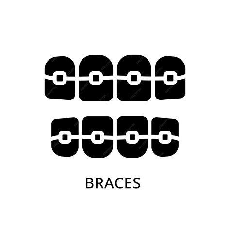 Teeth Braces Icon Vector Dental Braces Bracket Orthodontic Dentistry Symbol Flat Black Solid