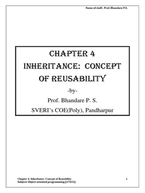 Chapter 4 Pdf Inheritance Object Oriented Programming Class