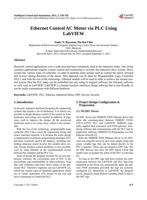 Pdf Ethernet Control Ac Motor Via Plc Using Labview Dokumentips
