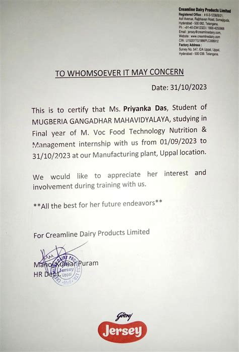 Foodtechnology Qualityassurance Internship Foodindustry Dairyindustry Priyanka Das