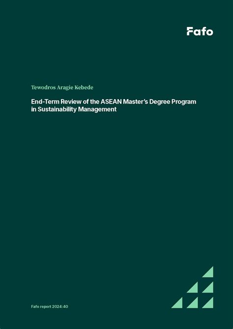 End Term Review Of The Asean Master In Sustainability Management