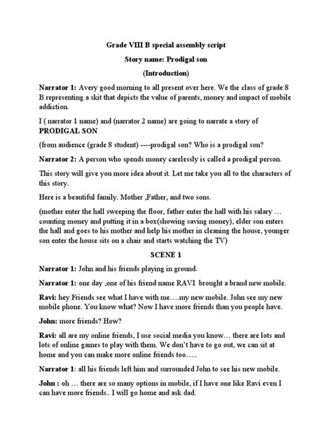 Grade Viii B Special Assembly Script Pdf