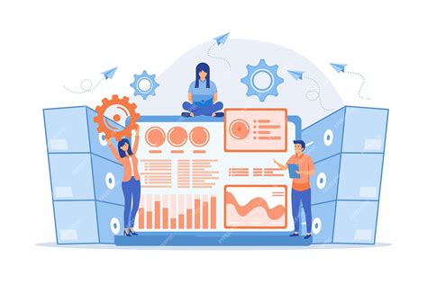premium vector developers working big data visualization big data
