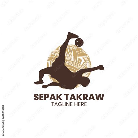 Sepak Takraw Tournament Logo Concept With Dark Brown Bicycle Kick