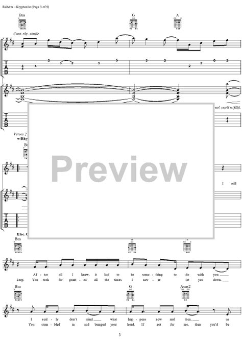Kryptonite Sheet Music By 3 Doors Down For Guitar Tabvocal Sheet