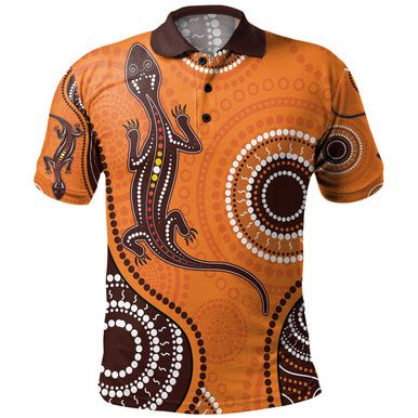 Australia Aboriginal Inspired Polo Shirt Aboriginal Art With Lizard