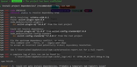 don t install eslint plugin standard · issue 13439 · quasarframework
