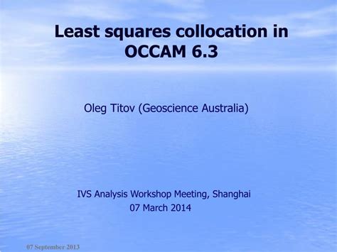 Ppt Least Squares Collocation In Occam 63 Powerpoint Presentation Free Download Id1979764