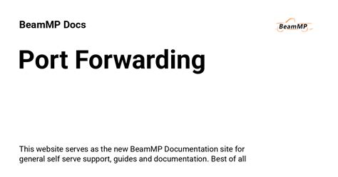Port Forwarding Beammp Docs