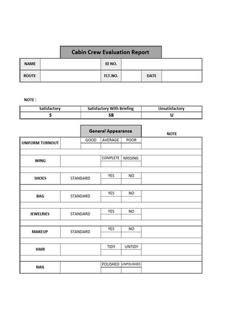Cabin Crew Evaluation Checklist Pdf Psychology Psychological Concepts