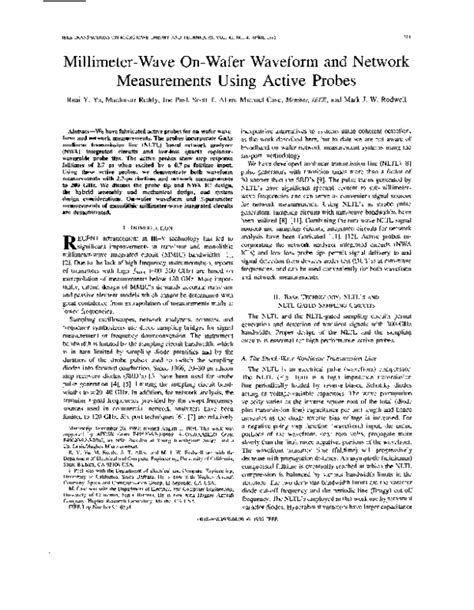 Pdf Millimeter Wave On Wafer Waveform And Network Measurements Using Active Probes