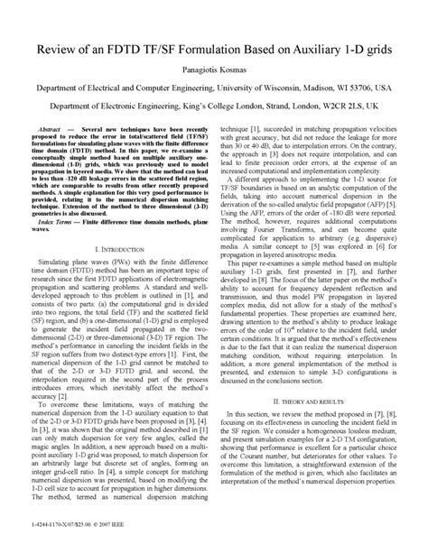 Pdf Review Of An Fdtd Tfsf Formulation Based On Auxiliary 1 D Grids