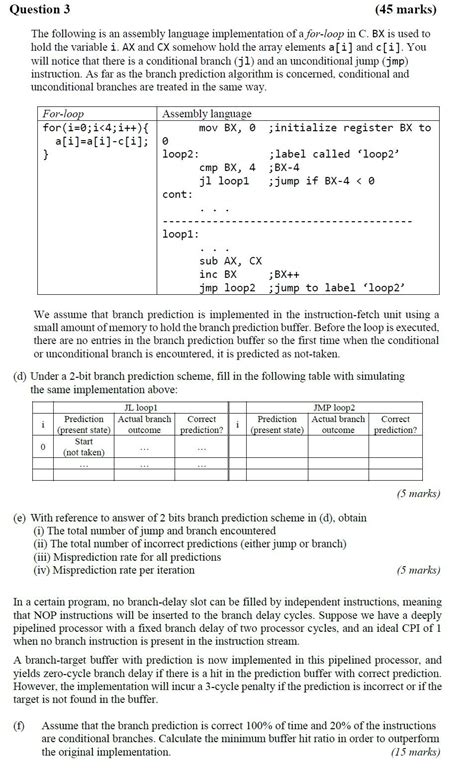 Solved Question 3 45 Marks The Following Is An Assembly Chegg Com