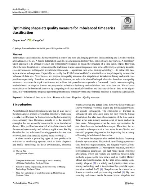 Pdf Optimizing Shapelets Quality Measure For Imbalanced Time Series