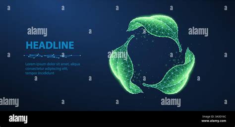 Recycle Icon On Blue Background Biodegradable Packaging Green Leaf